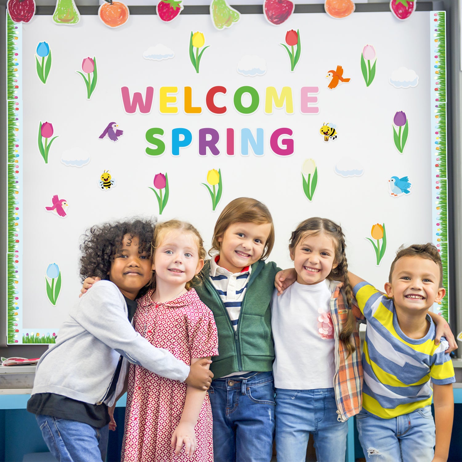 115Pcs Spring Tulip Flowers Bulletin Board Cut Out Classroom Decoratio ...